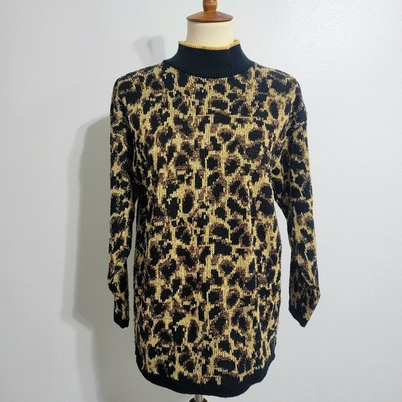 Vintage | Sweaters | Vintage 8s Metallic Leopard Print Acrylic Sweater ...